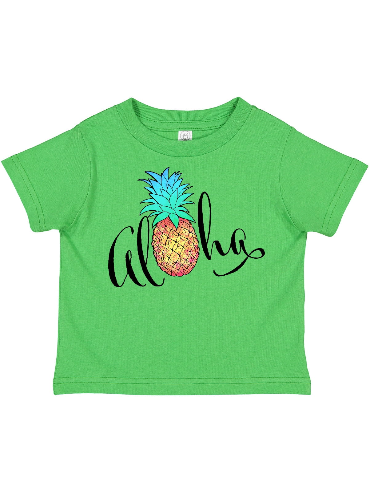 Inktastic Aloha- in cursive with pineapple rainbow colors Boys or Girls ...