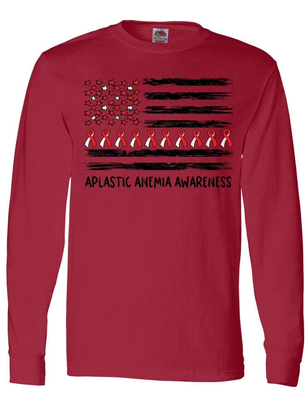 Inktastic Aplastic Anemia Awareness Red and White Ribbons and Flag Long ...