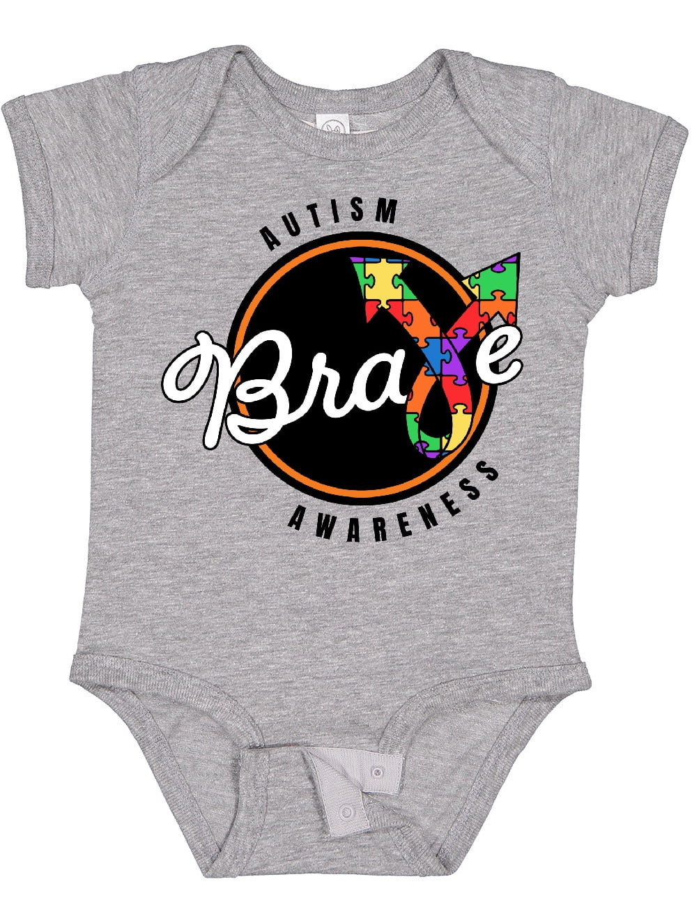 Inktastic Autism Awareness Brave with Puzzle Piece Ribbon Boys or Girls Baby Bodysuit - Walmart.com