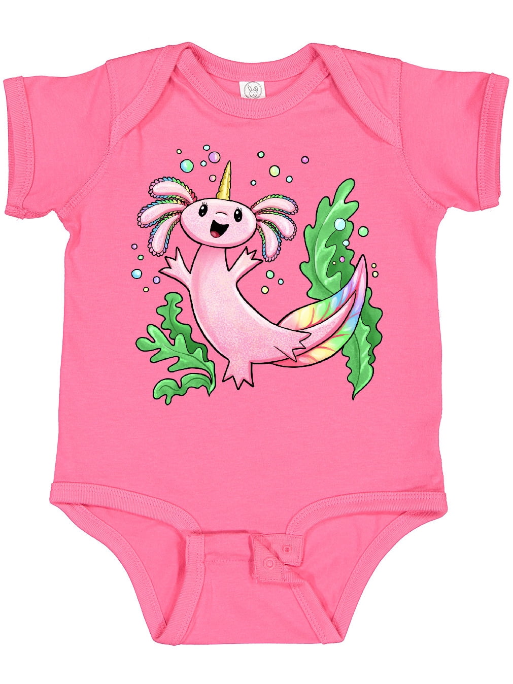 Inktastic Axolotl Unicorn with Rainbow Tail, Bubbles and Seaweed. Boys ...