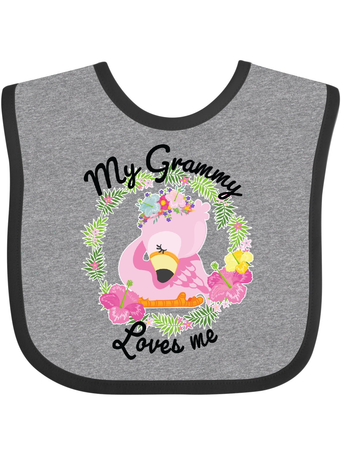 Inktastic Baby Flamingo My Grammy Loves Me with Flower Wreath Boys or Girls Baby Bib - Walmart.com