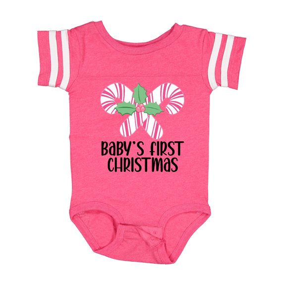 Inktastic Baby Girl First Christmas Candy Cane Girls Baby Bodysuit ...