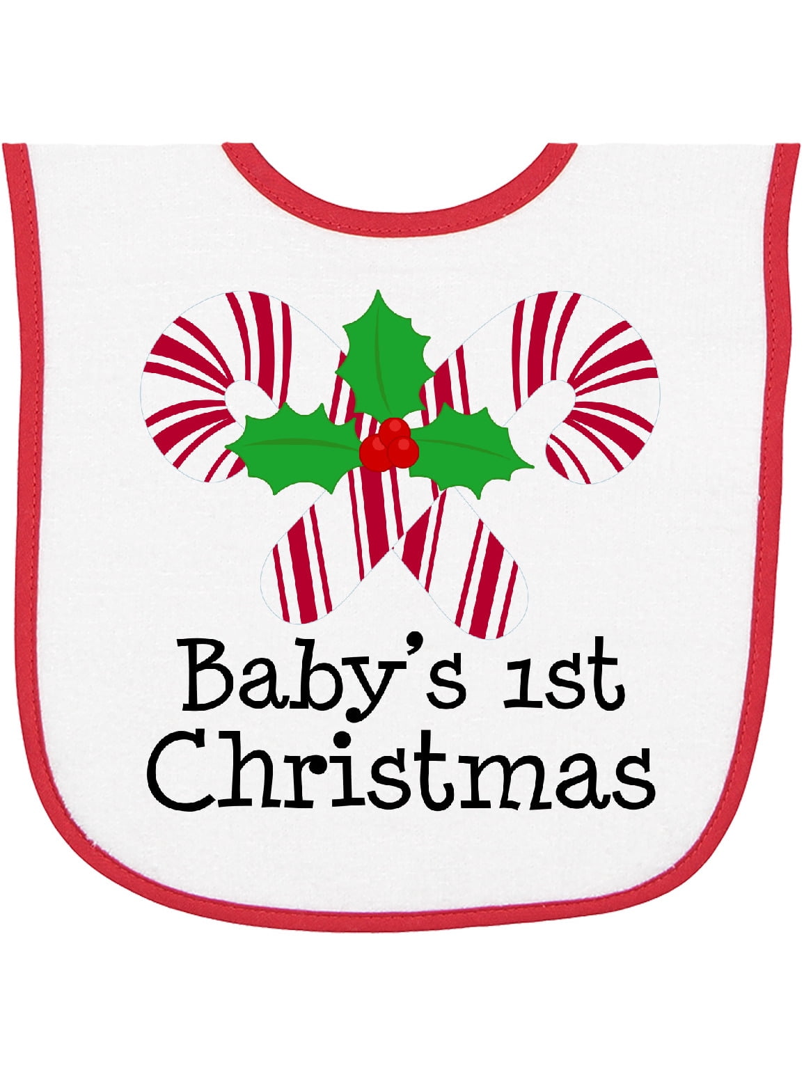 Inktastic Baby's 1st Christmas Candy Canes Baby Terry Cloth Bib ...