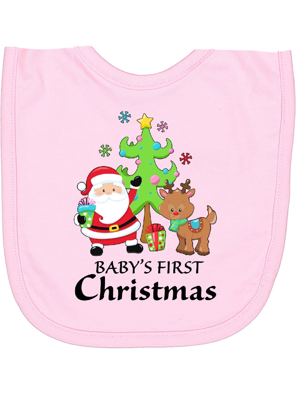 Inktastic Baby's 1st Christmas with Santa Reindeer and Tree Newborn Bib ...