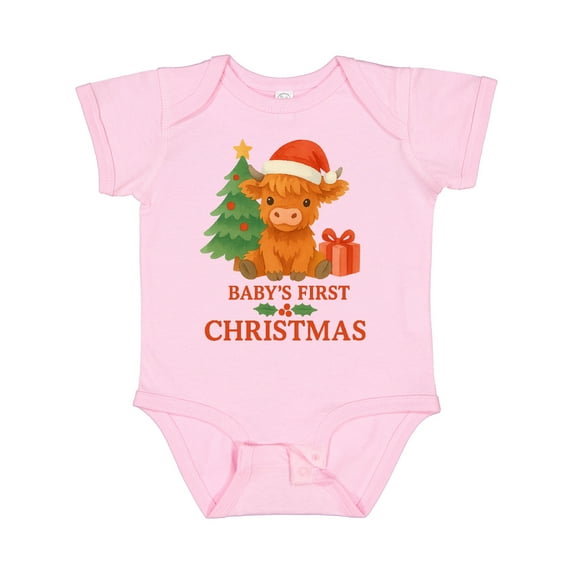 Inktastic Baby's First Christmas Cute Highland Cow Boys or Girls Baby ...