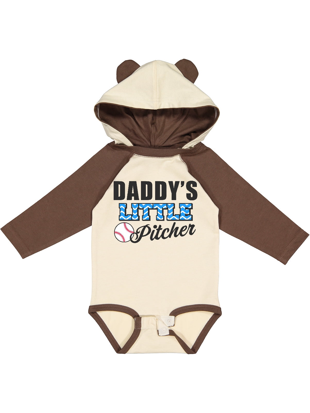 Inktastic Baseball Daddys Little Pitcher Boys Long Sleeve Baby Bodysuit ...