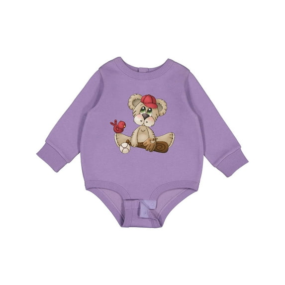 Inktastic Baseball Teddy Bear Baby Fleece Bodysuit - Walmart.com