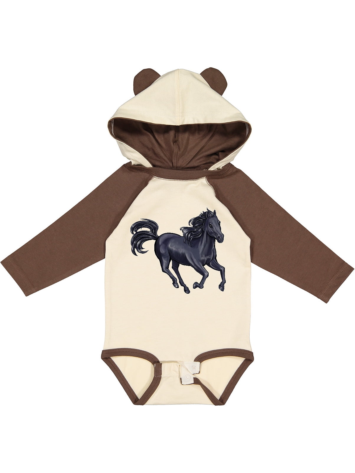 Inktastic Beautiful Galloping Black Horse Boys or Girls Long Sleeve ...