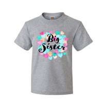 Bold Big Sister Colorful Sibling Reveal Announcement T-Shirt for Baby and Toddler Youth Girls ...