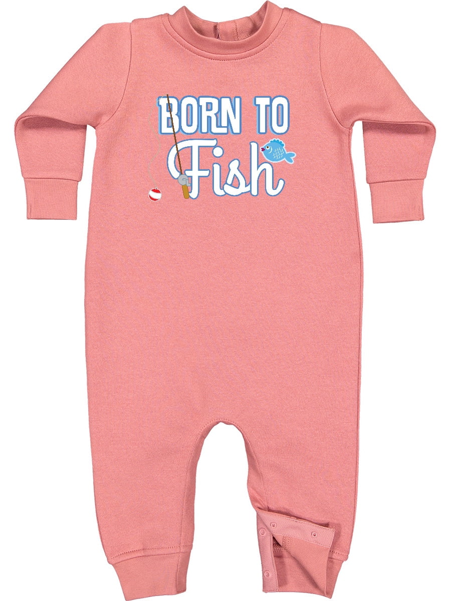 Inktastic Born to Fish Go Fishing Baby Fleece Romper - Walmart.com
