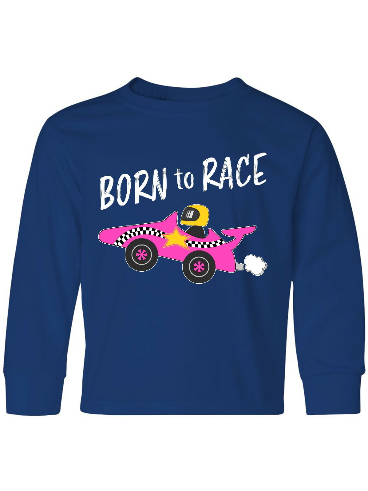 Inktastic Born to Race- Pink Race Car Long Sleeve Youth T-Shirt ...