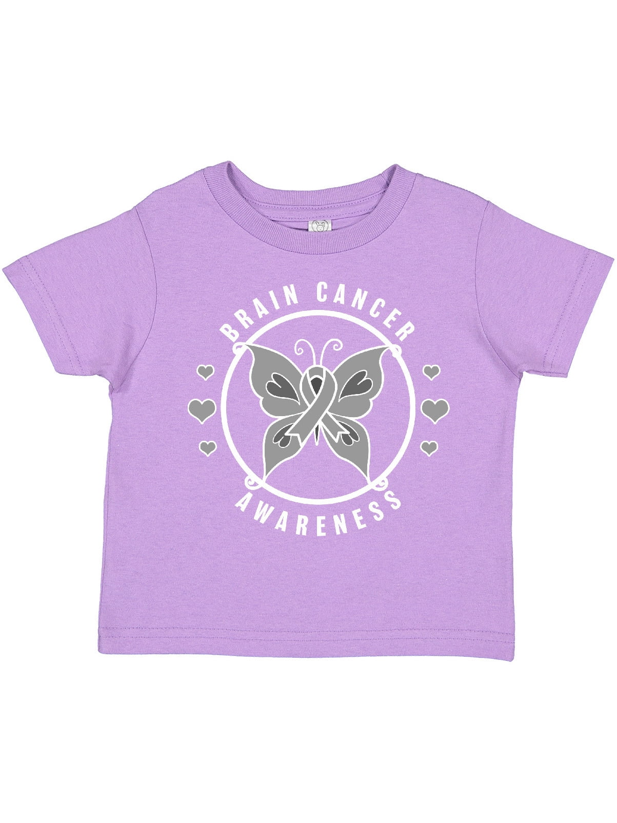 Inktastic Brain Cancer Awareness with Grey Ribbon and Butterfly Boys or Girls Toddler T-Shirt ...