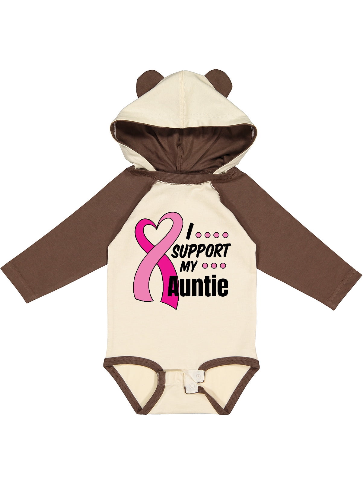 Inktastic Breast Cancer Awareness I Support My Auntie with Pink Ribbon Boys or Girls Long Sleeve ...