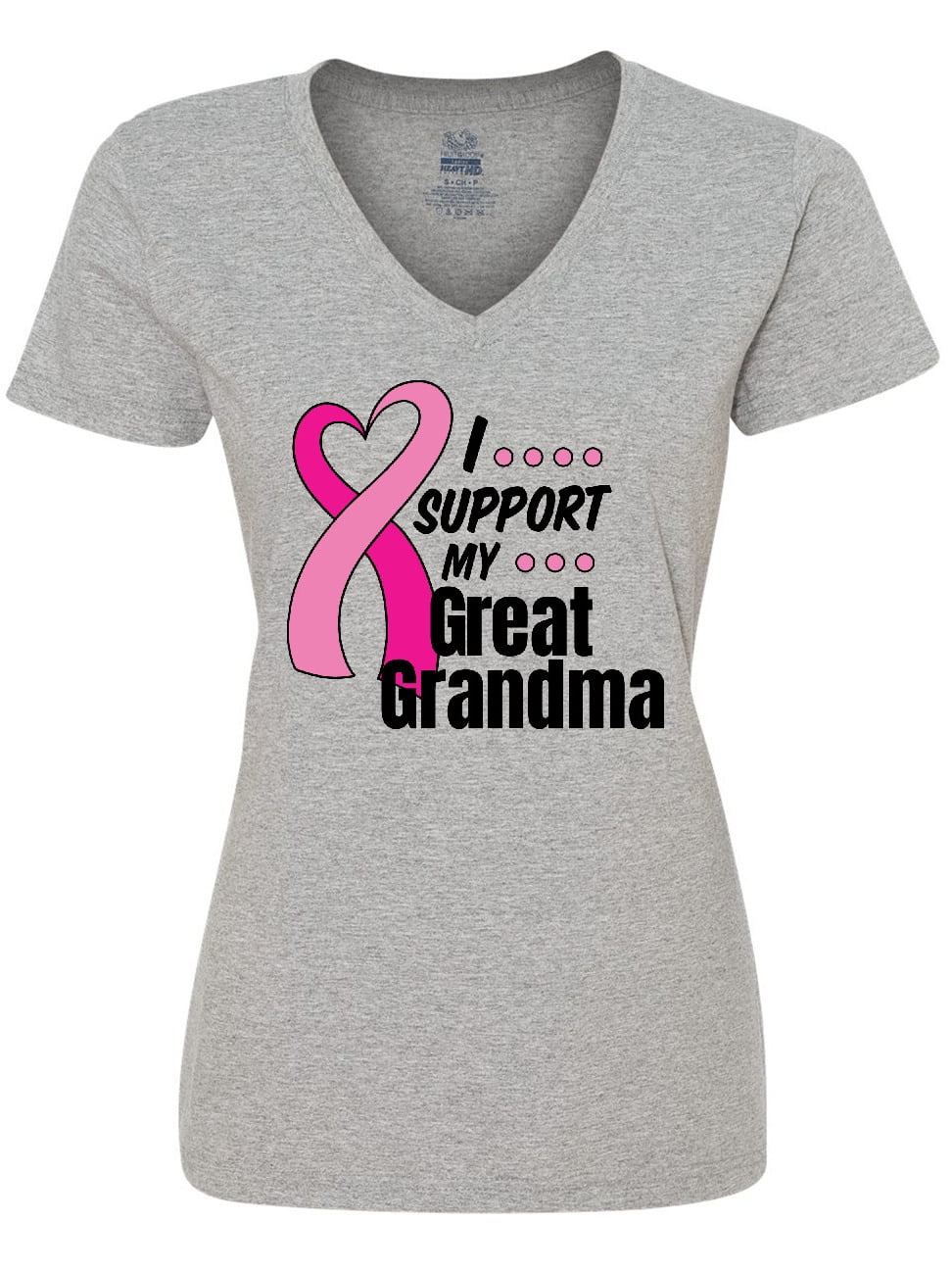 Inktastic Breast Cancer Awareness I Support My Great Grandma Women's V ...