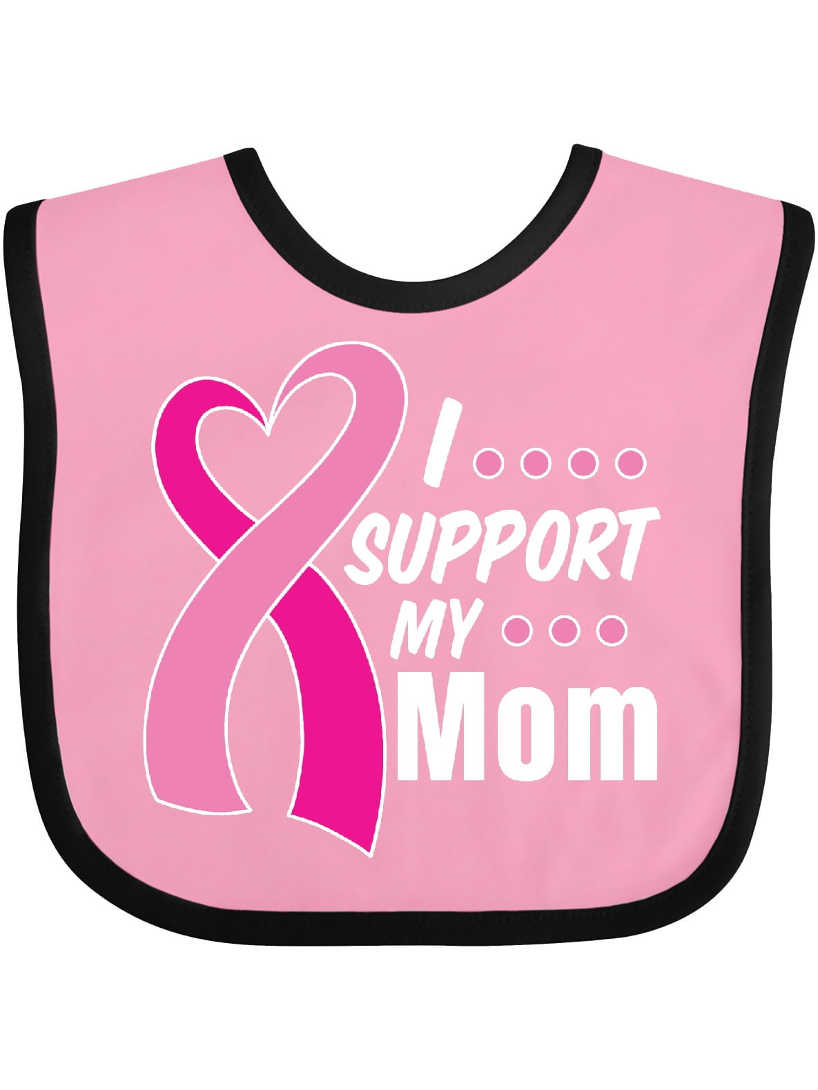Inktastic Breast Cancer Awareness I Support My Mom with Pink Ribbon Boys or Girls Baby Bib ...