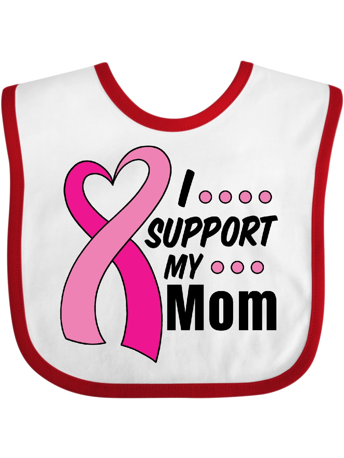 Inktastic Breast Cancer Awareness I Support My Mom with Pink Ribbon Boys or Girls Baby Bib ...