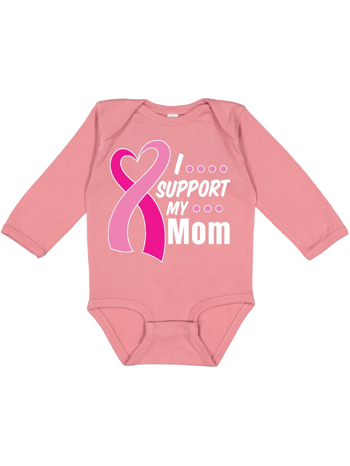 Inktastic Breast Cancer Awareness I Support My Mom with Pink Ribbon Boys or Girls Long Sleeve ...