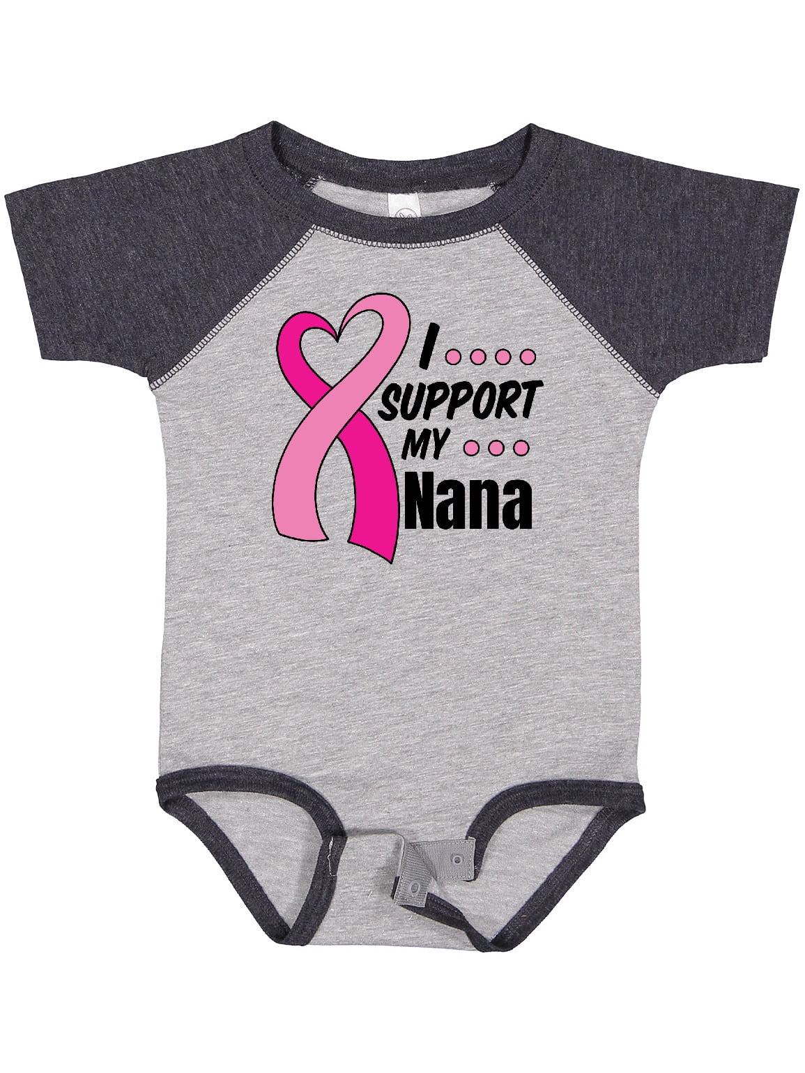 Inktastic Breast Cancer Awareness I Support My Nana with Pink Ribbon Boys or Girls Baby Bodysuit ...