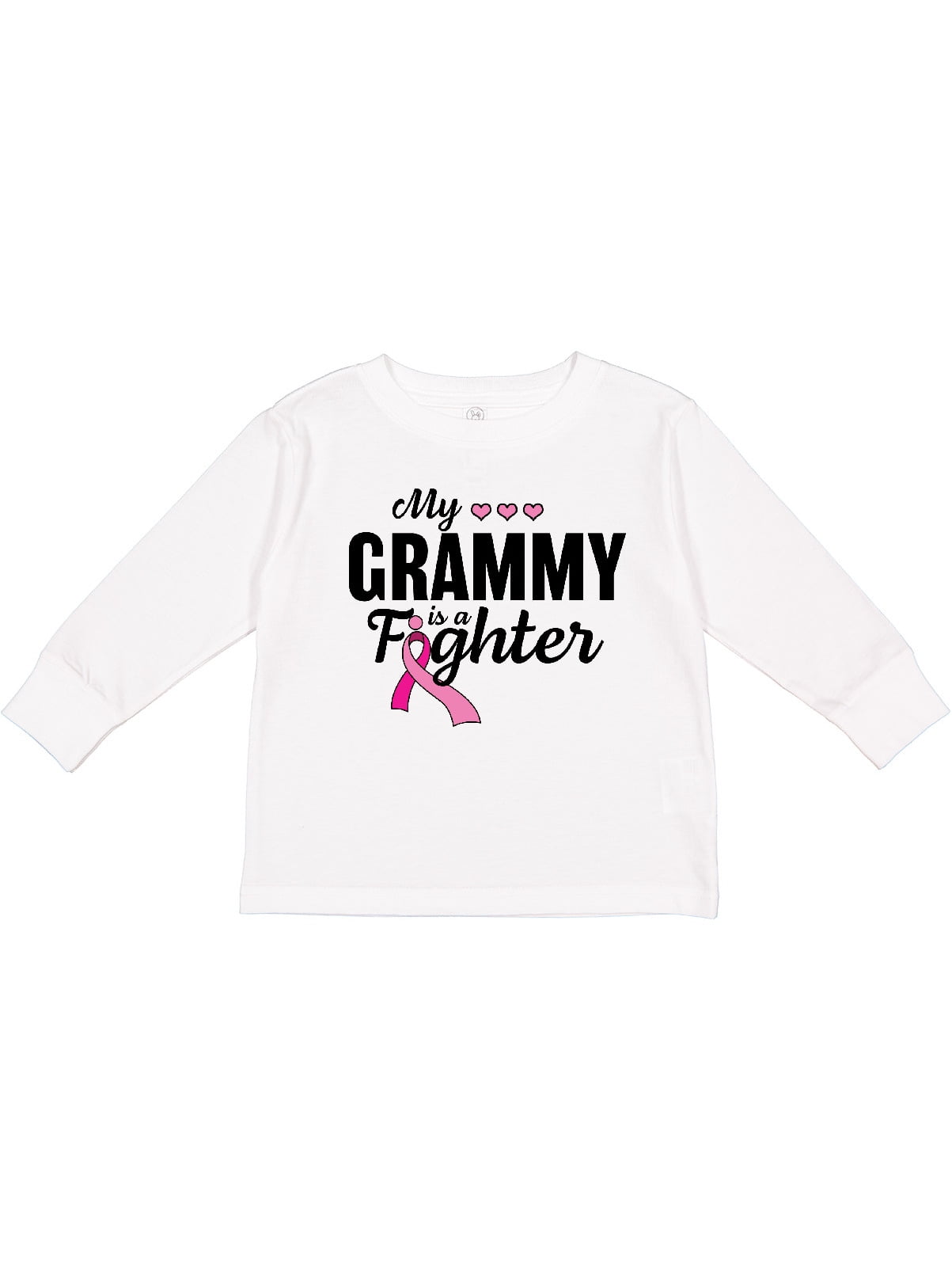 Inktastic Breast Cancer Awareness My Grammy is a Fighter Boys or Girls Long Sleeve Toddler T ...
