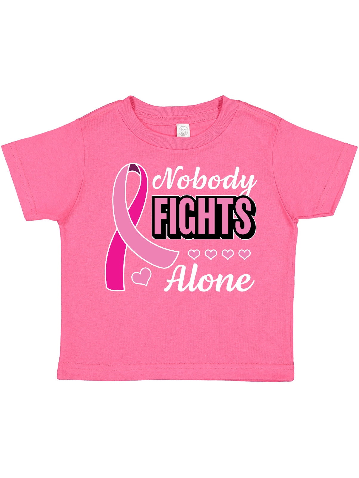 Inktastic Breast Cancer Awareness Nobody Fights Alone Pink Ribbon Boys or Girls Toddler T-Shirt ...