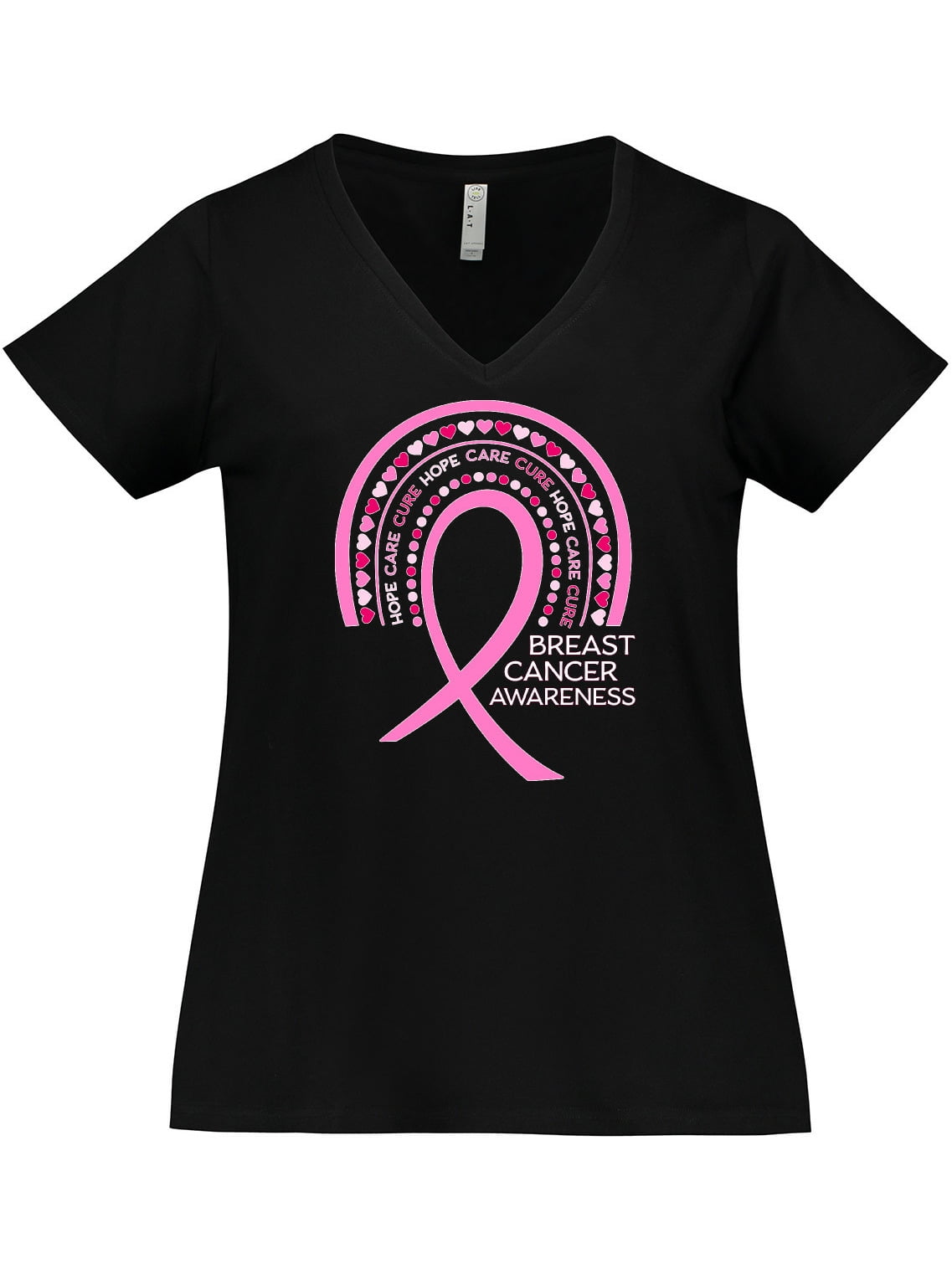 Inktastic Breast Cancer Awareness Rainbow Ribbon with Hearts Women's ...