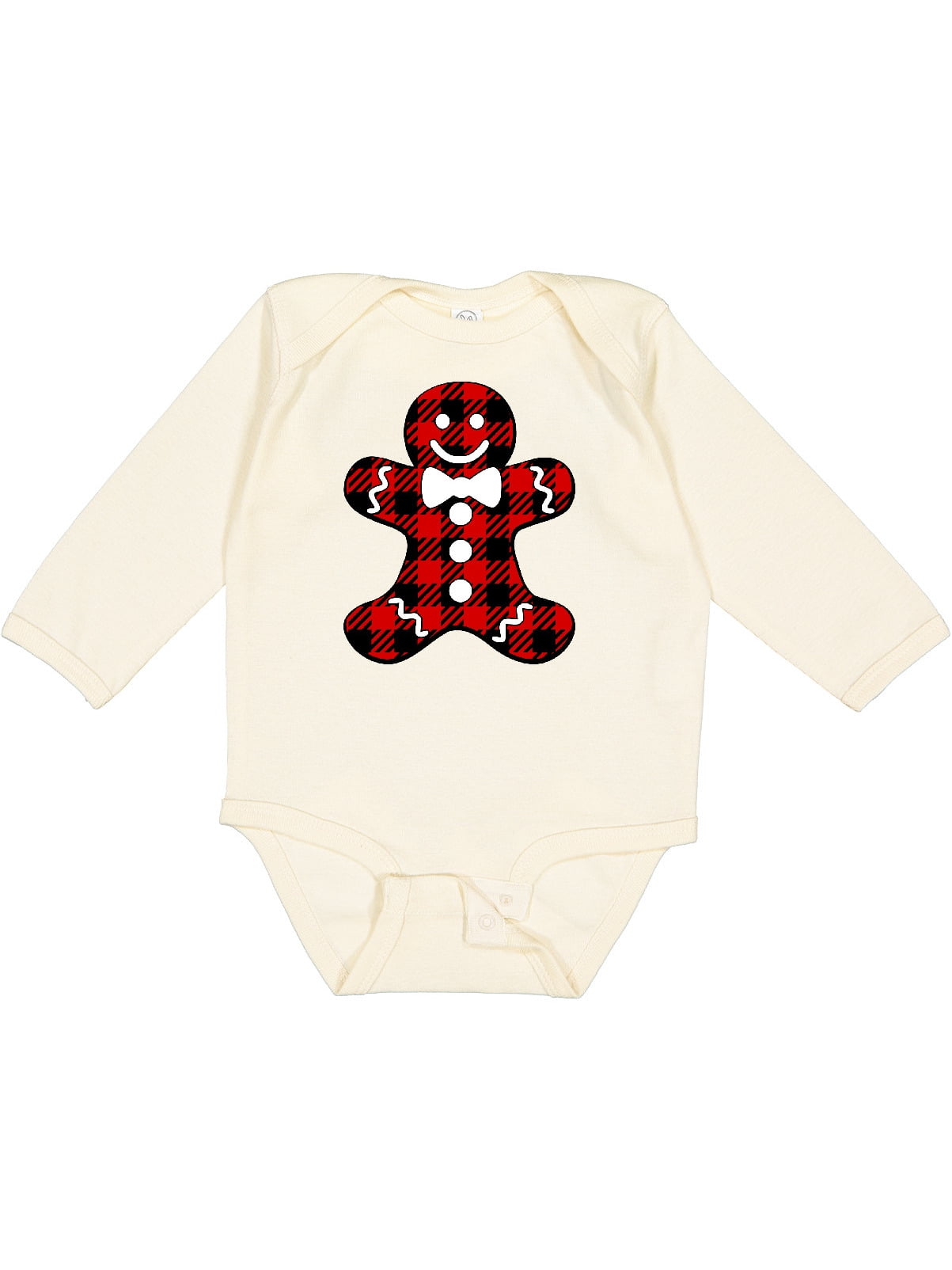 Inktastic Buffalo Plaid Gingerbread Man Boys or Girls Long Sleeve Baby ...