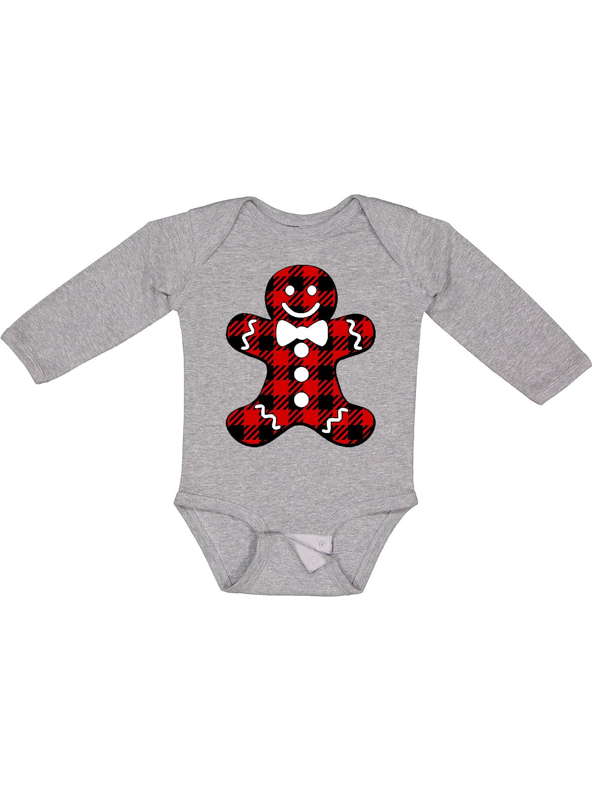 Inktastic Buffalo Plaid Gingerbread Man Gift Baby Boy or Baby Girl Long ...