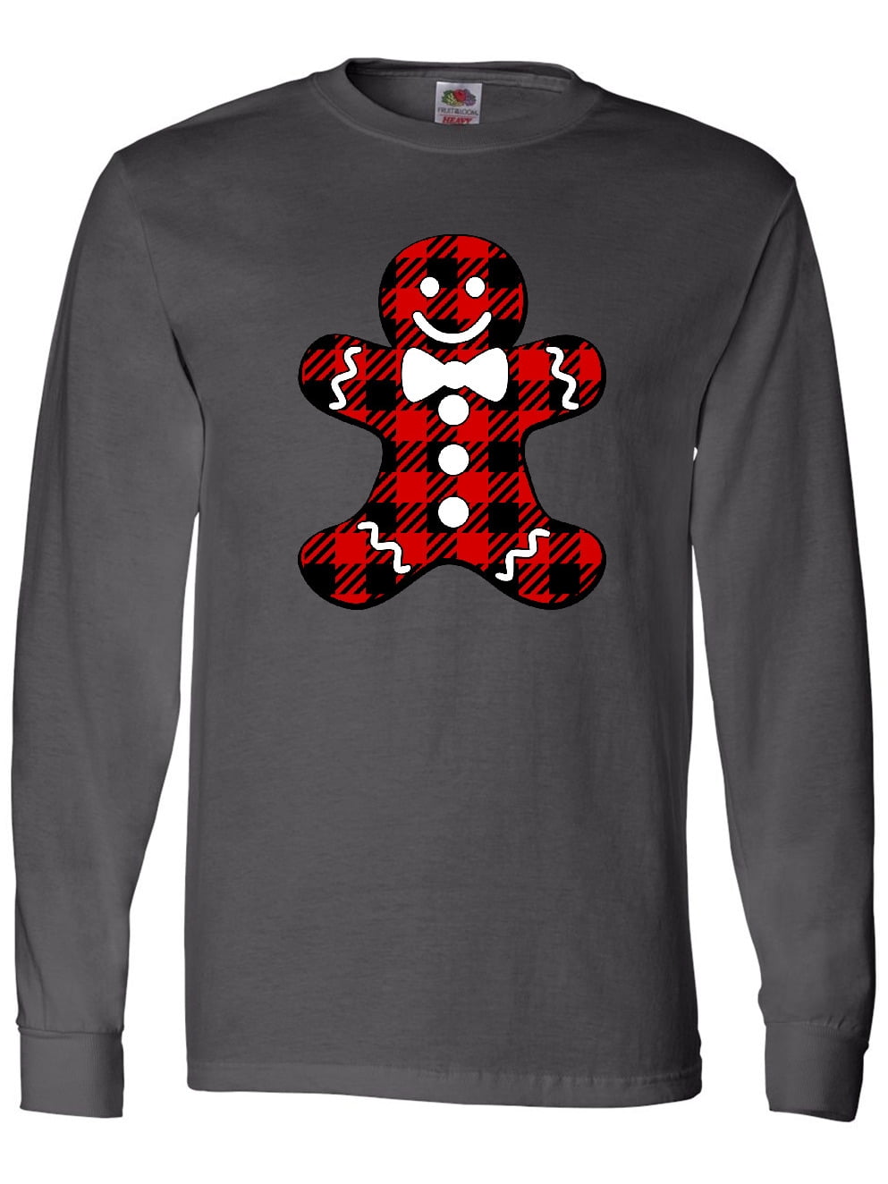 Inktastic Buffalo Plaid Gingerbread Man Long Sleeve T-Shirt - Walmart.com