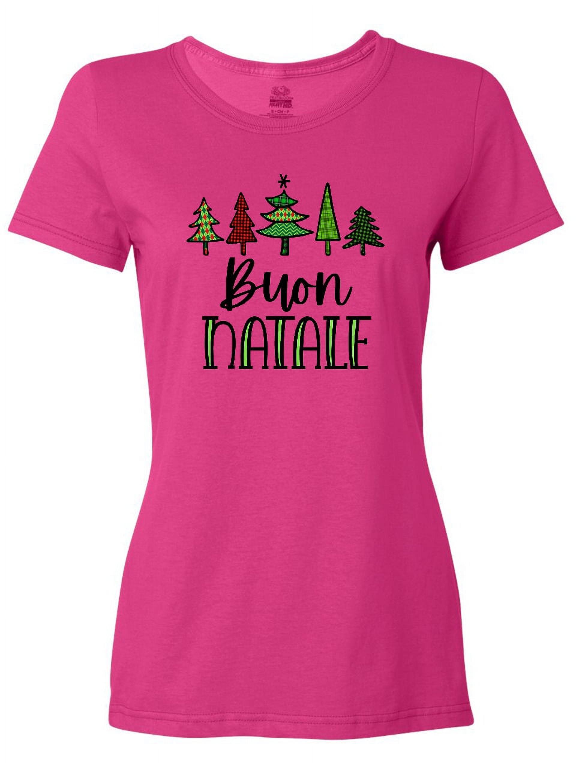 Inktastic Buon Natale Festive Christmas Trees Women's T-Shirt - Walmart.com