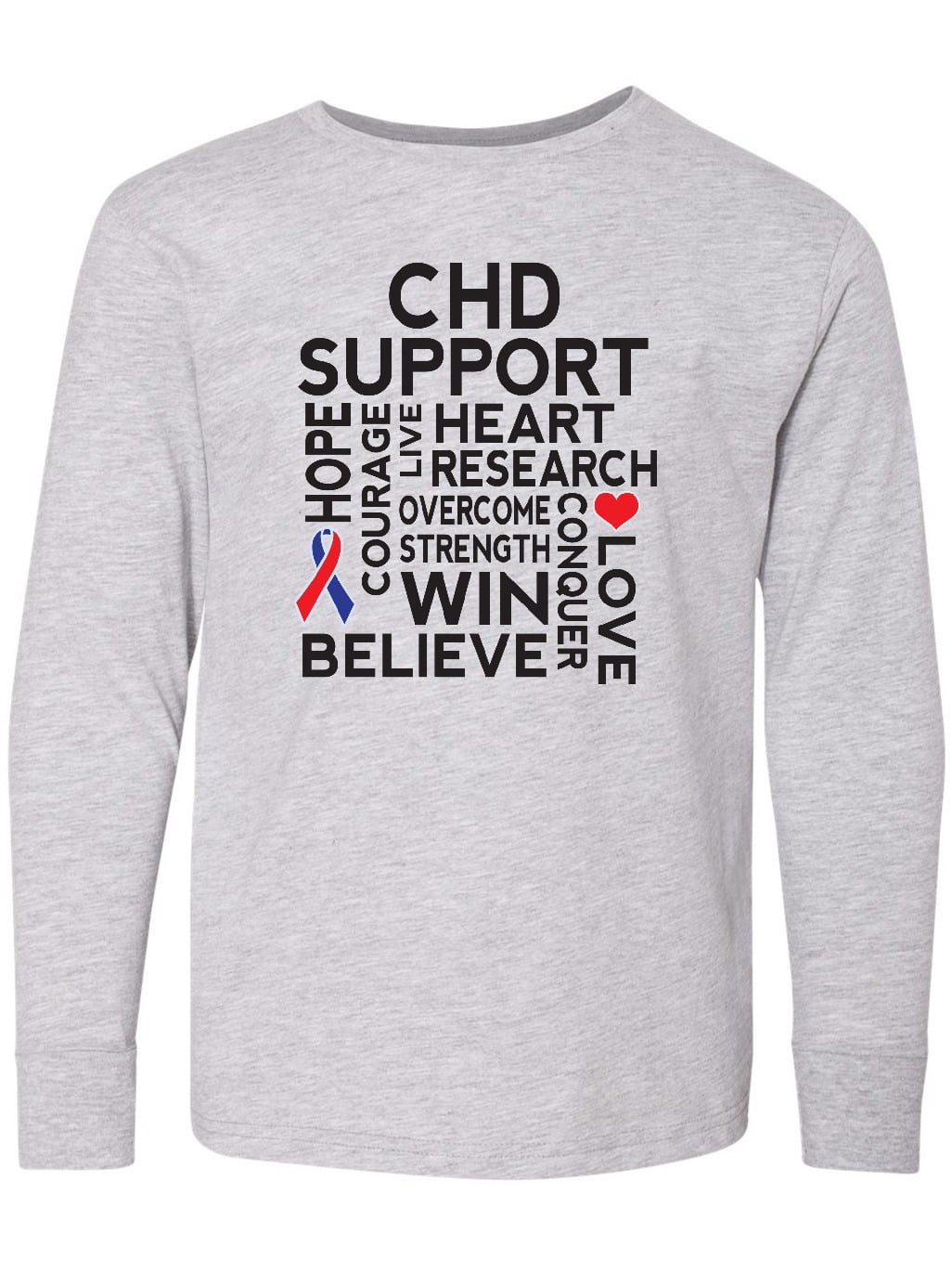 Inktastic CHD Awareness Heart Defect Long Sleeve Youth T-Shirt ...
