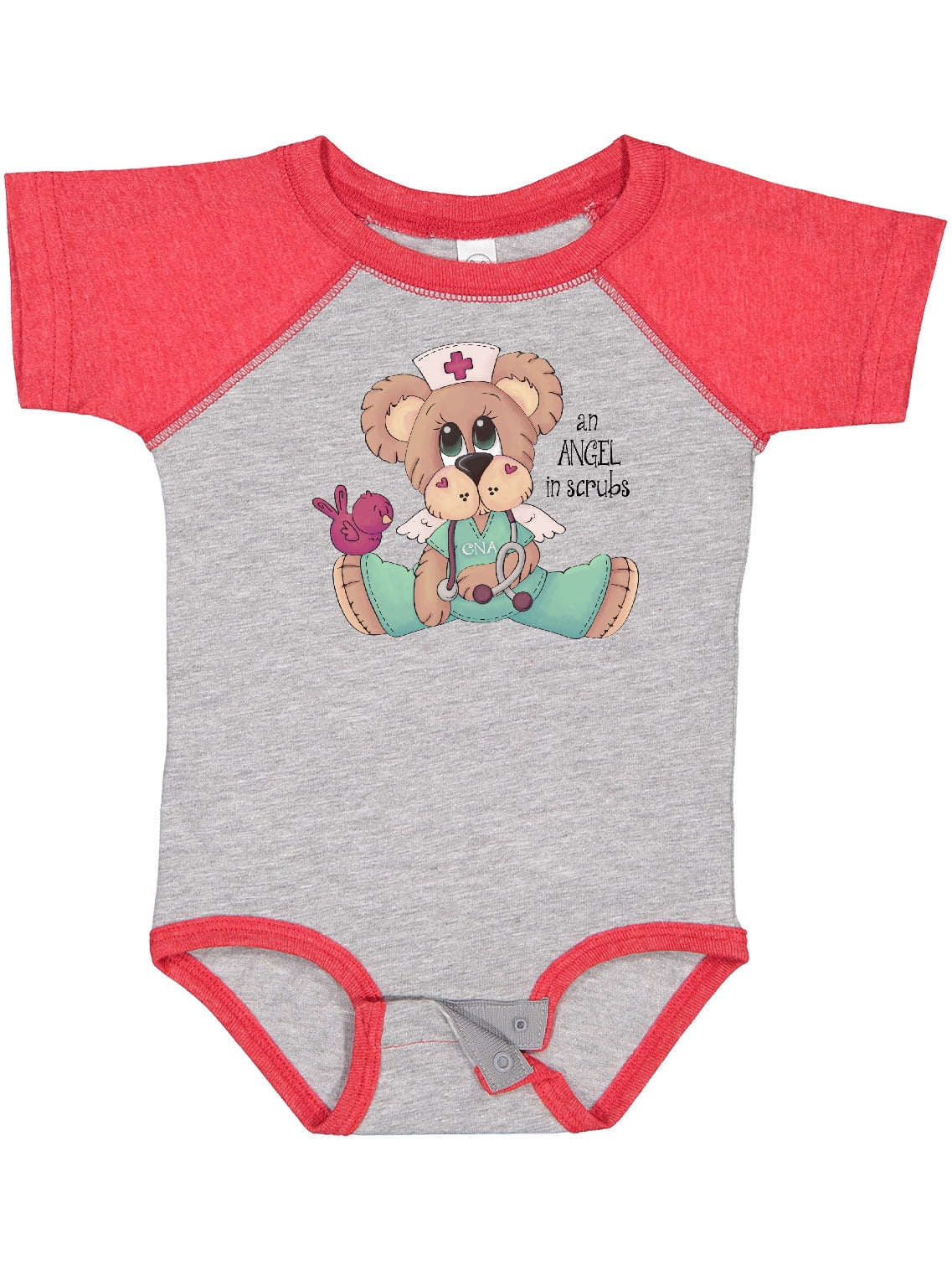 Inktastic CNA An Angel in Scrubs Teddy Bear Boys Baby Bodysuit ...