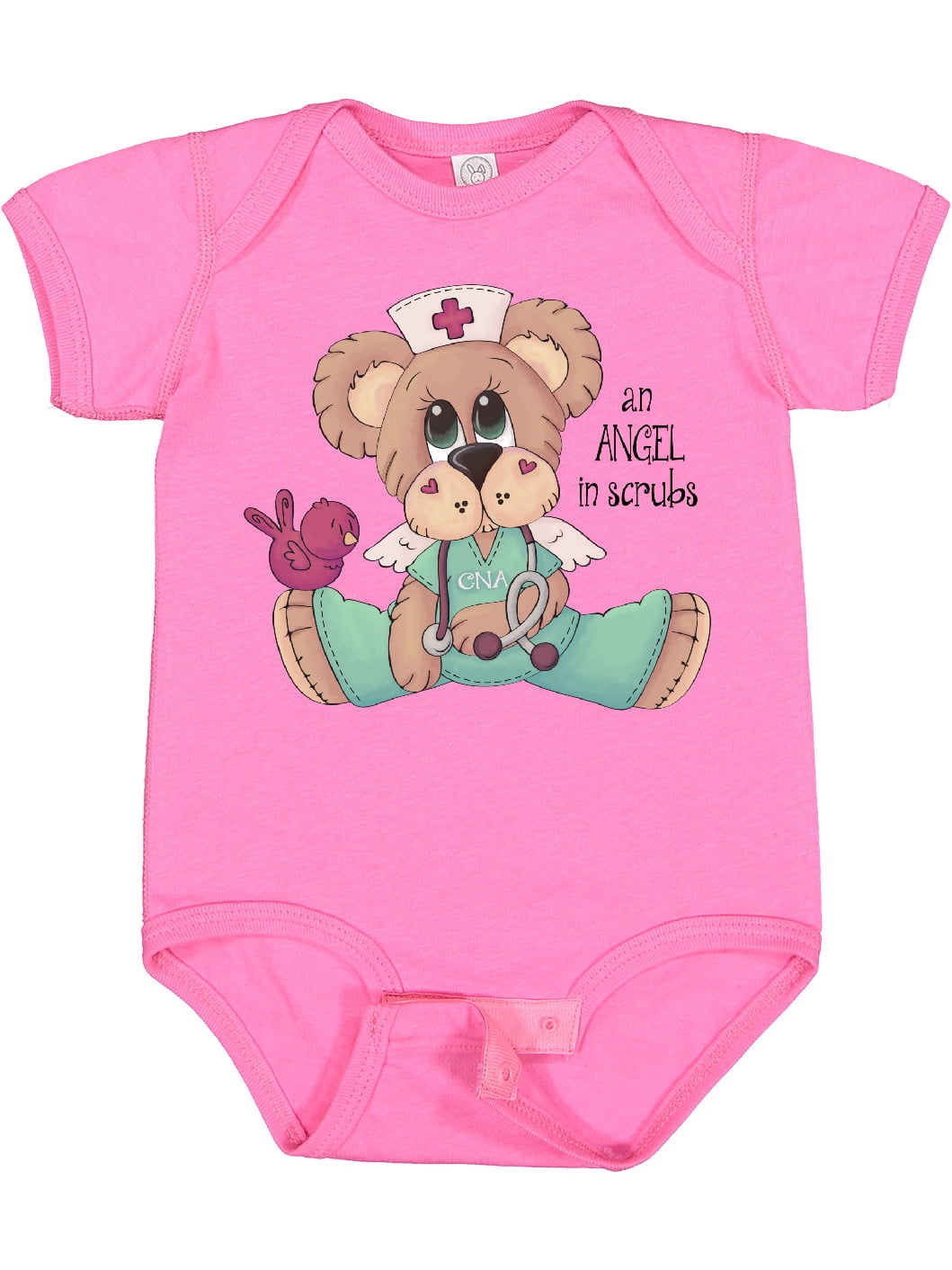 Inktastic CNA An Angel in Scrubs Teddy Bear Boys Baby Bodysuit ...