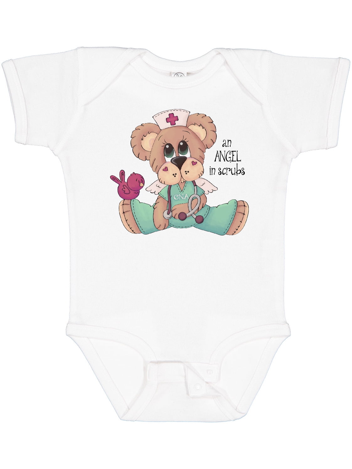 Inktastic CNA An Angel in Scrubs Teddy Bear Boys Baby Bodysuit ...