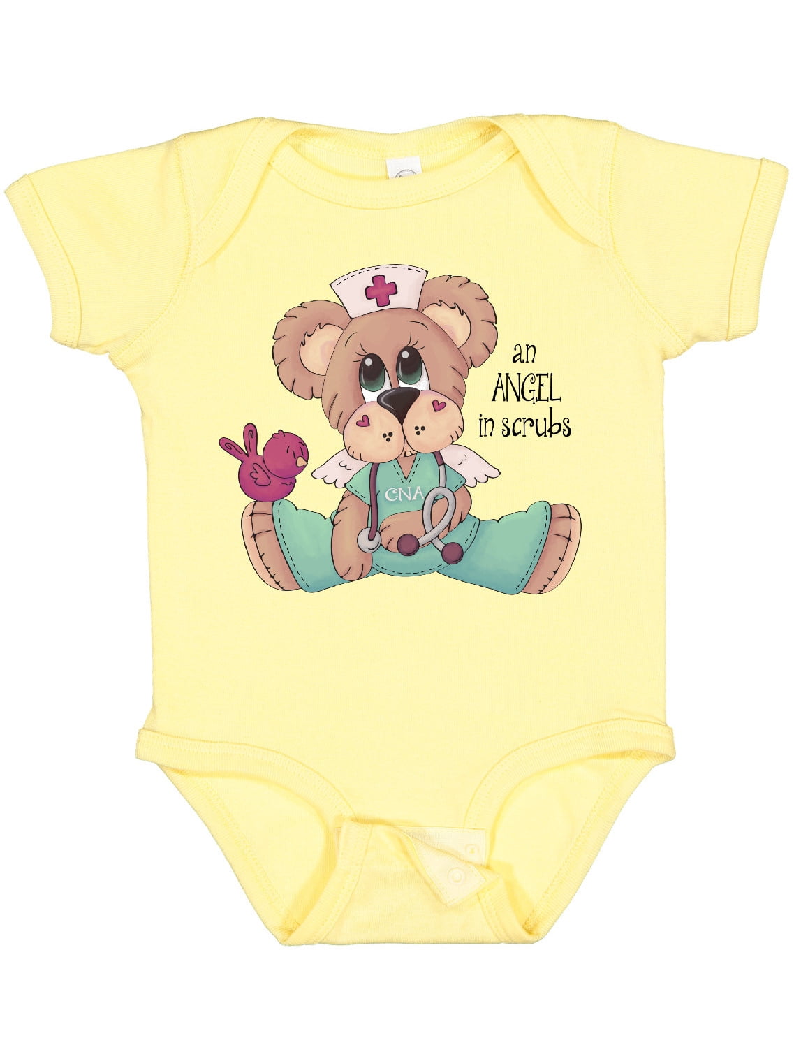 Inktastic CNA An Angel in Scrubs Teddy Bear Boys Baby Bodysuit ...