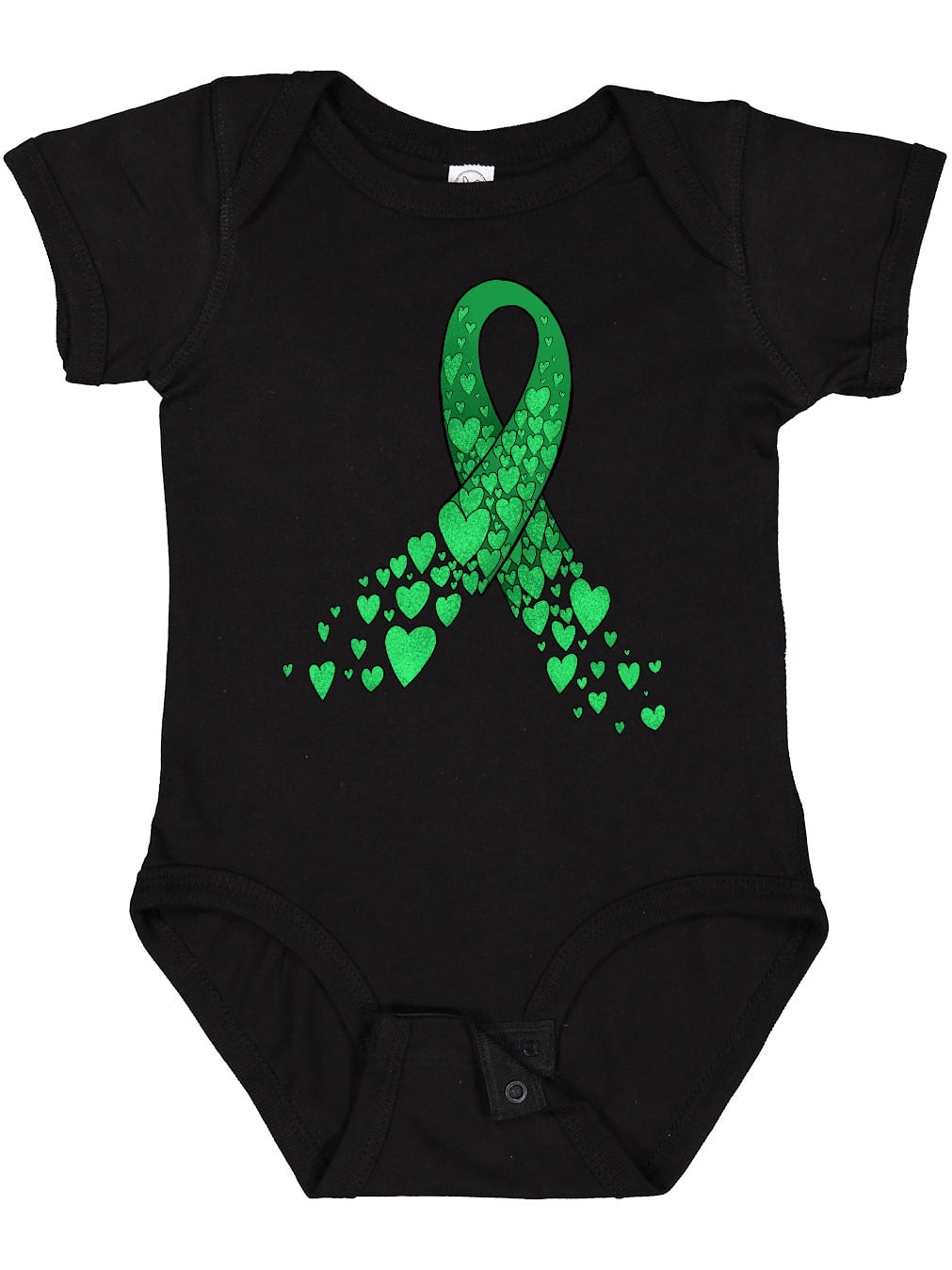 Inktastic Cerebral Palsy Awareness- Green Ribbon Made of Hearts Boys or Girls Baby Bodysuit ...
