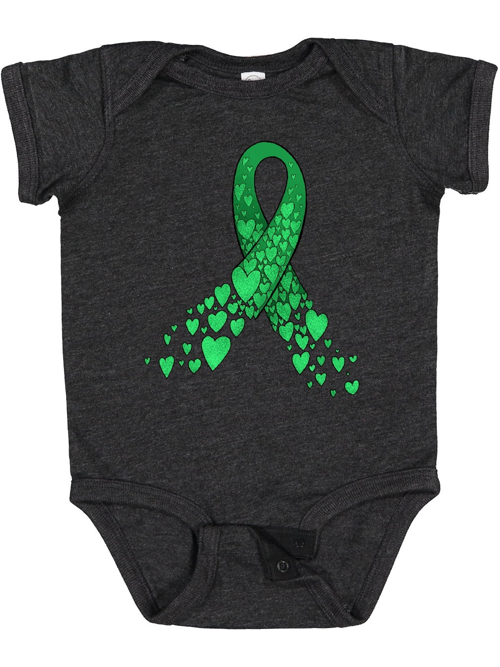Inktastic Cerebral Palsy Awareness- Green Ribbon Made of Hearts Boys or Girls Baby Bodysuit ...