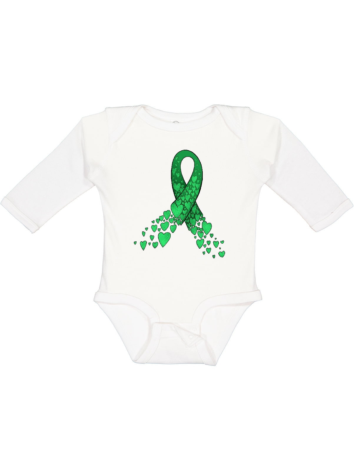 Inktastic Cerebral Palsy Awareness- Green Ribbon Made of Hearts Boys or Girls Long Sleeve Baby ...