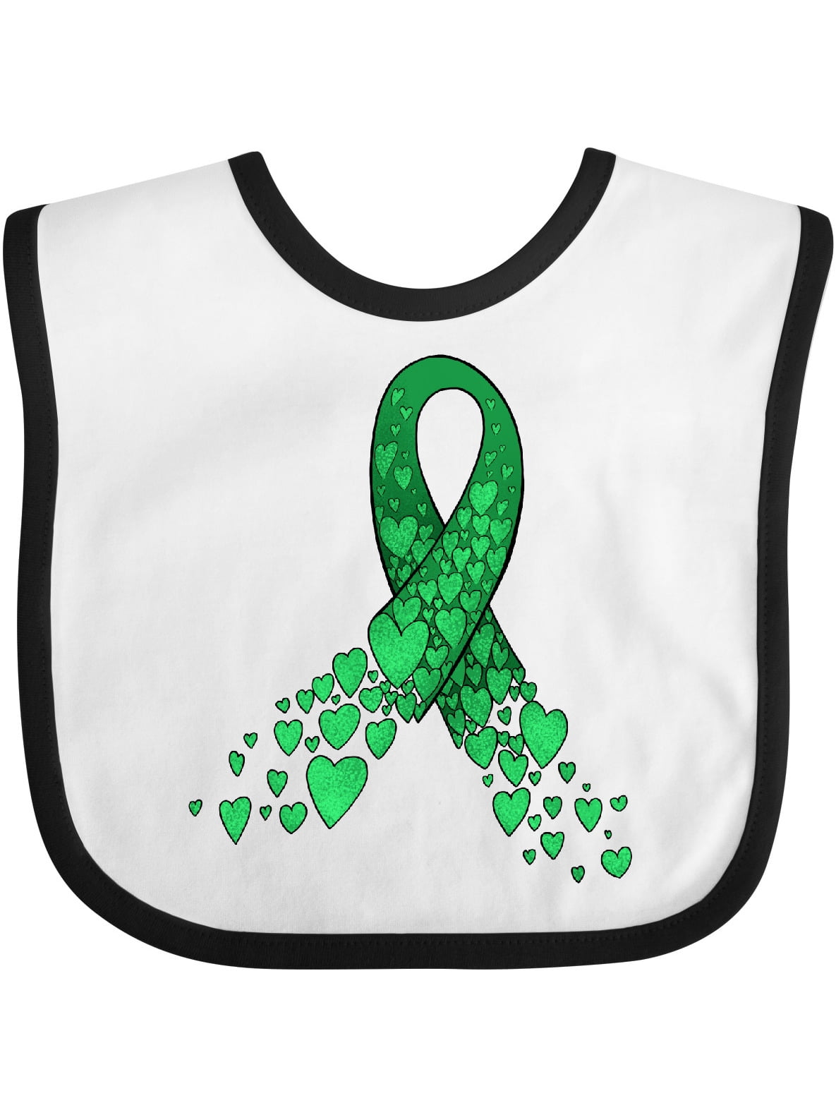 Inktastic Cerebral Palsy Awareness- Green Ribbon Made of Hearts Gift Baby Boy or Baby Girl Bib ...