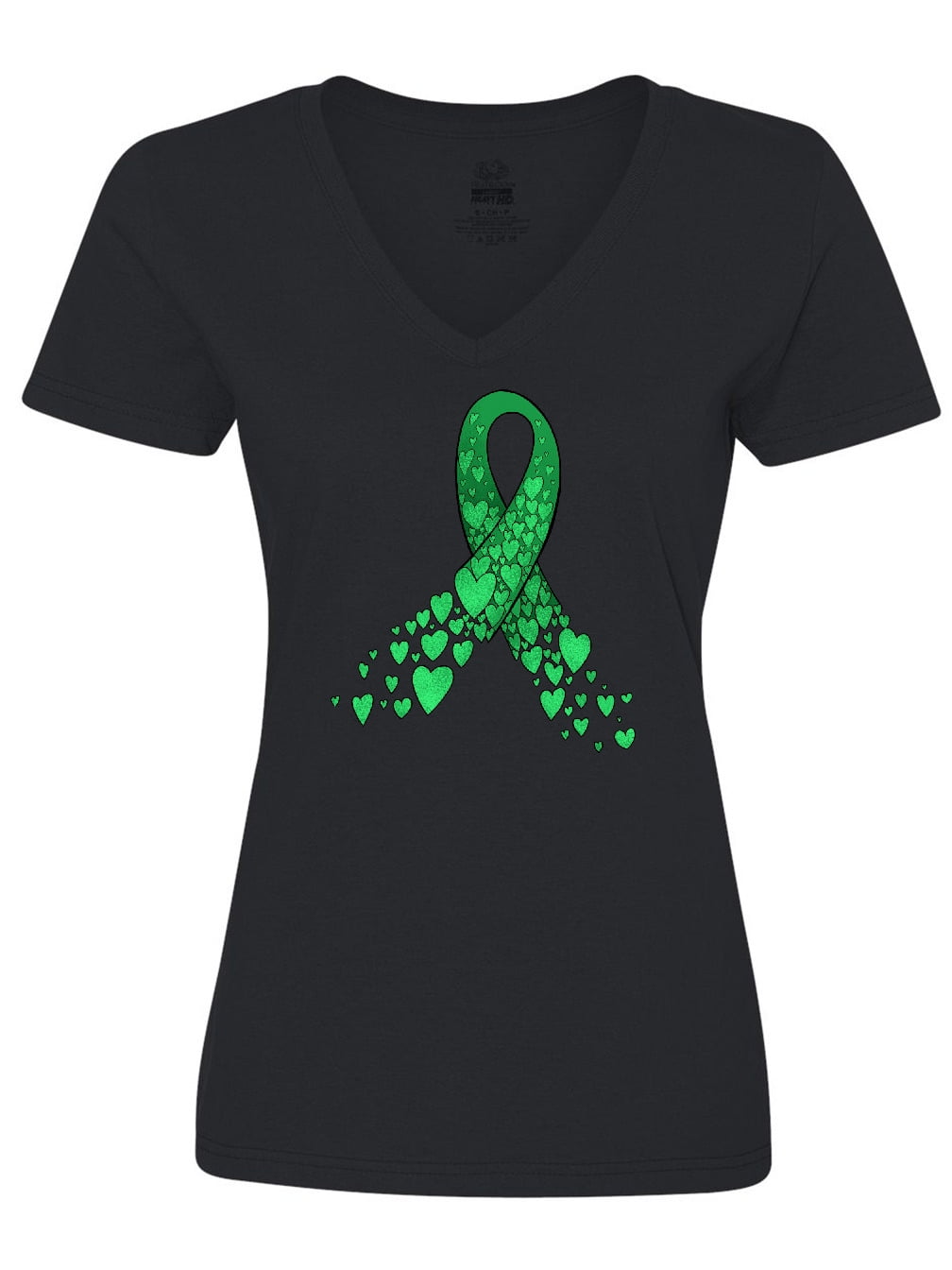Inktastic Cerebral Palsy Awareness- Green Ribbon Made of Hearts Women's V-Neck T-Shirt - Walmart.com