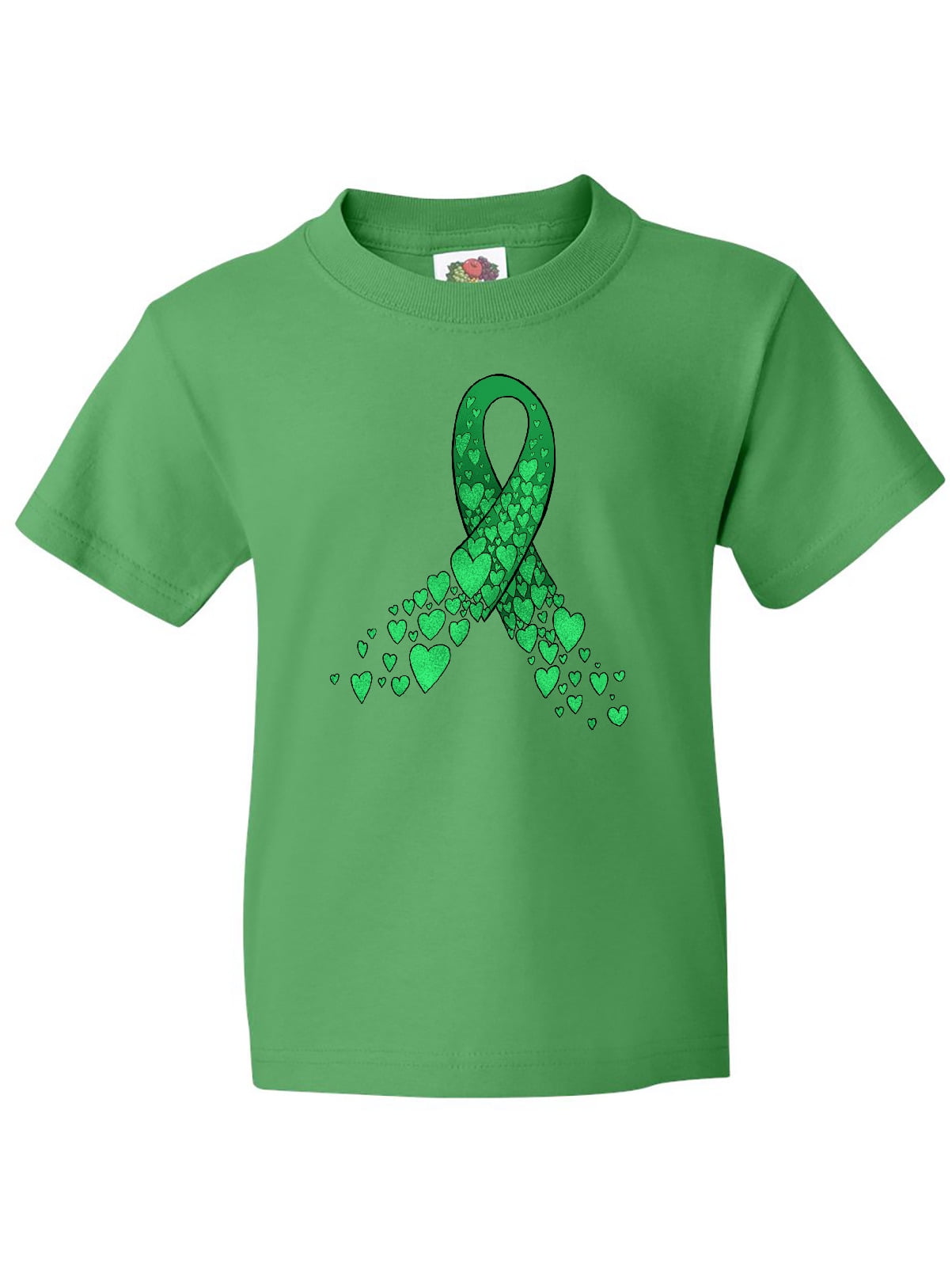 Inktastic Cerebral Palsy Awareness- Green Ribbon Made of Hearts Youth T-Shirt - Walmart.com