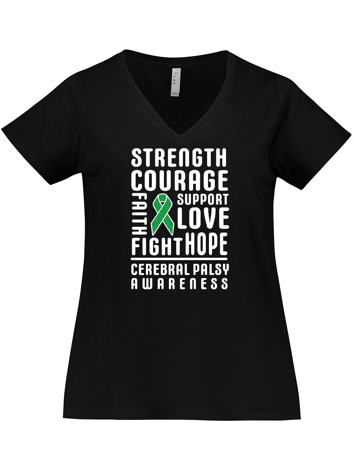 Inktastic Cerebral Palsy Awareness Strength Support and Courage Women's Plus Size V-Neck T-Shirt ...