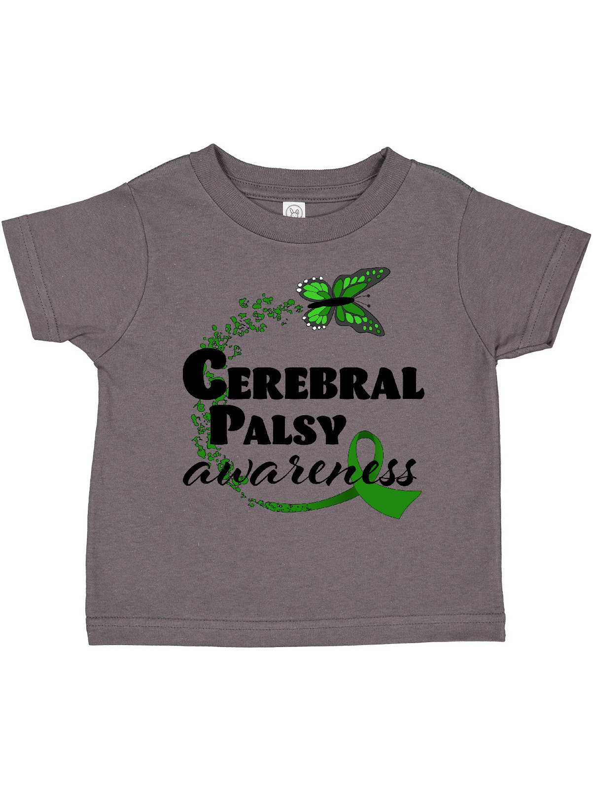 Inktastic Cerebral Palsy Awareness with Green Butterfly and Ribbon Boys or Girls Toddler T-Shirt ...
