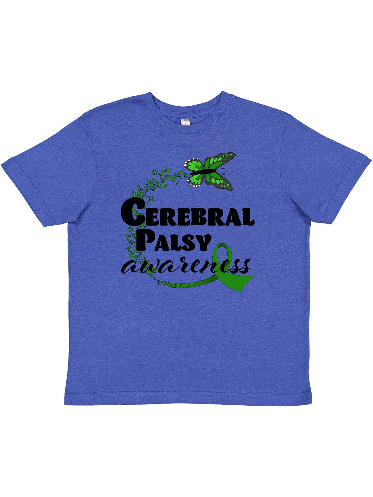 Inktastic Cerebral Palsy Awareness with Green Butterfly and Ribbon Youth T-Shirt - Walmart.com
