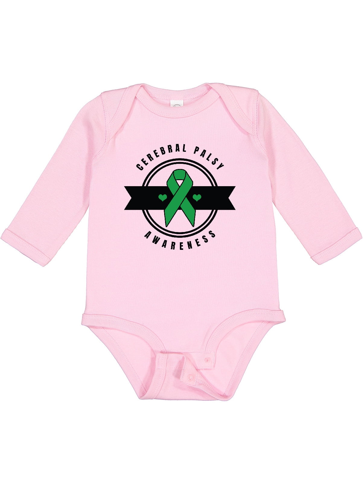 Inktastic Cerebral Palsy Awareness with Green Ribbon and Banner Boys or Girls Long Sleeve Baby ...