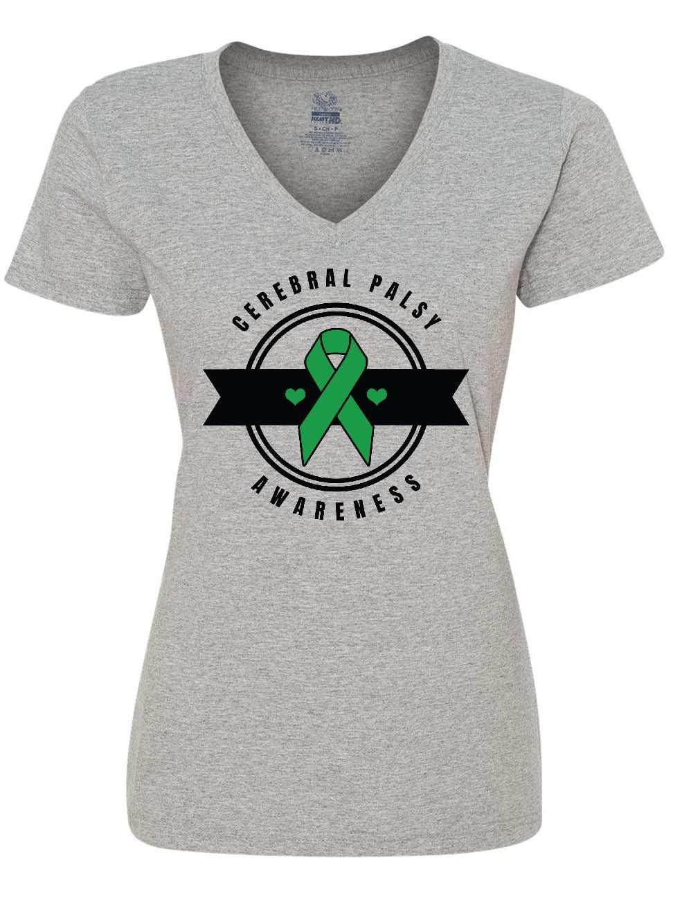 Inktastic Cerebral Palsy Awareness with Green Ribbon and Banner Women's V-Neck T-Shirt - Walmart.com