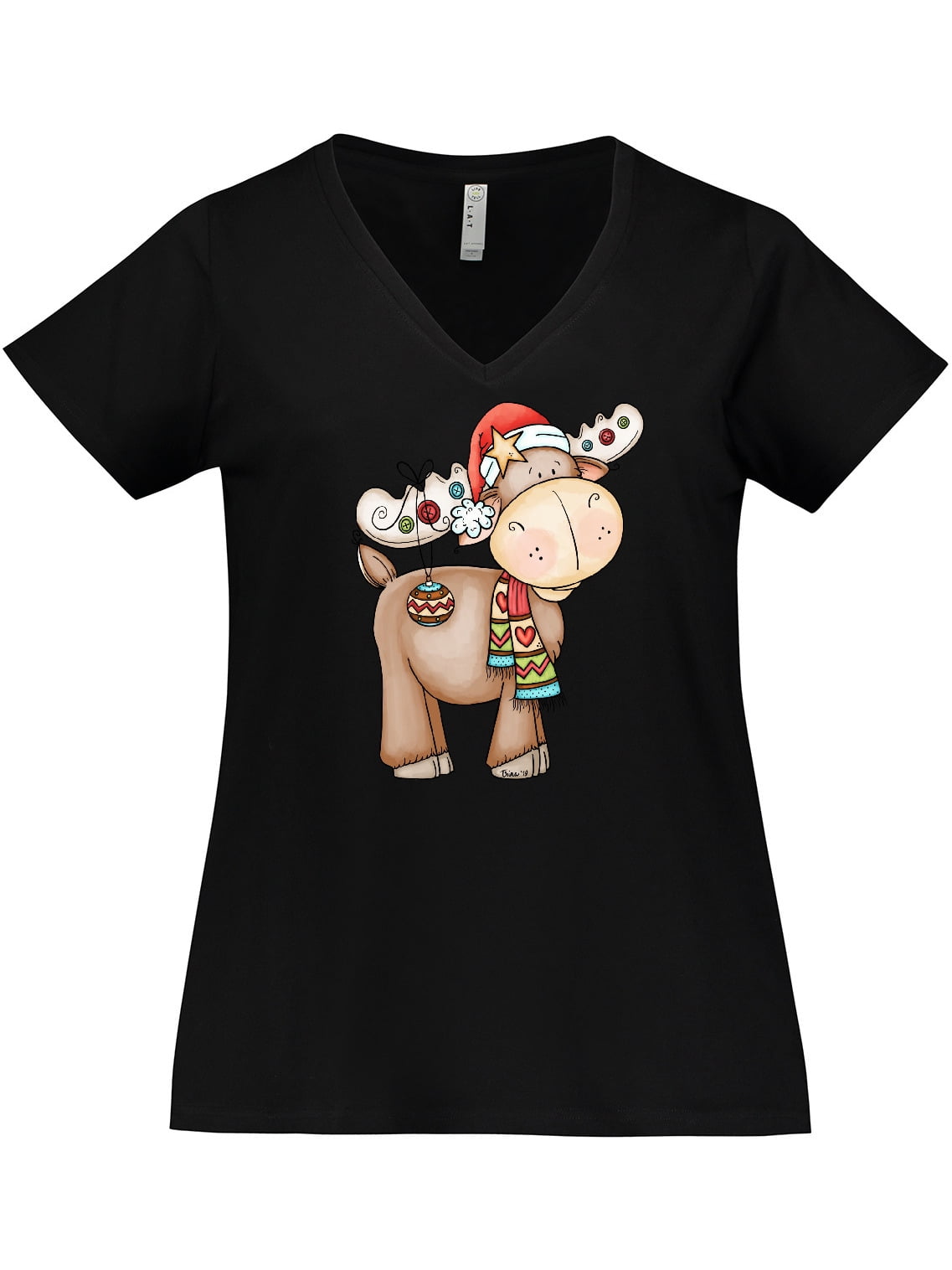 Inktastic Christmas Molly Moose Women's Plus Size V-Neck T-Shirt ...