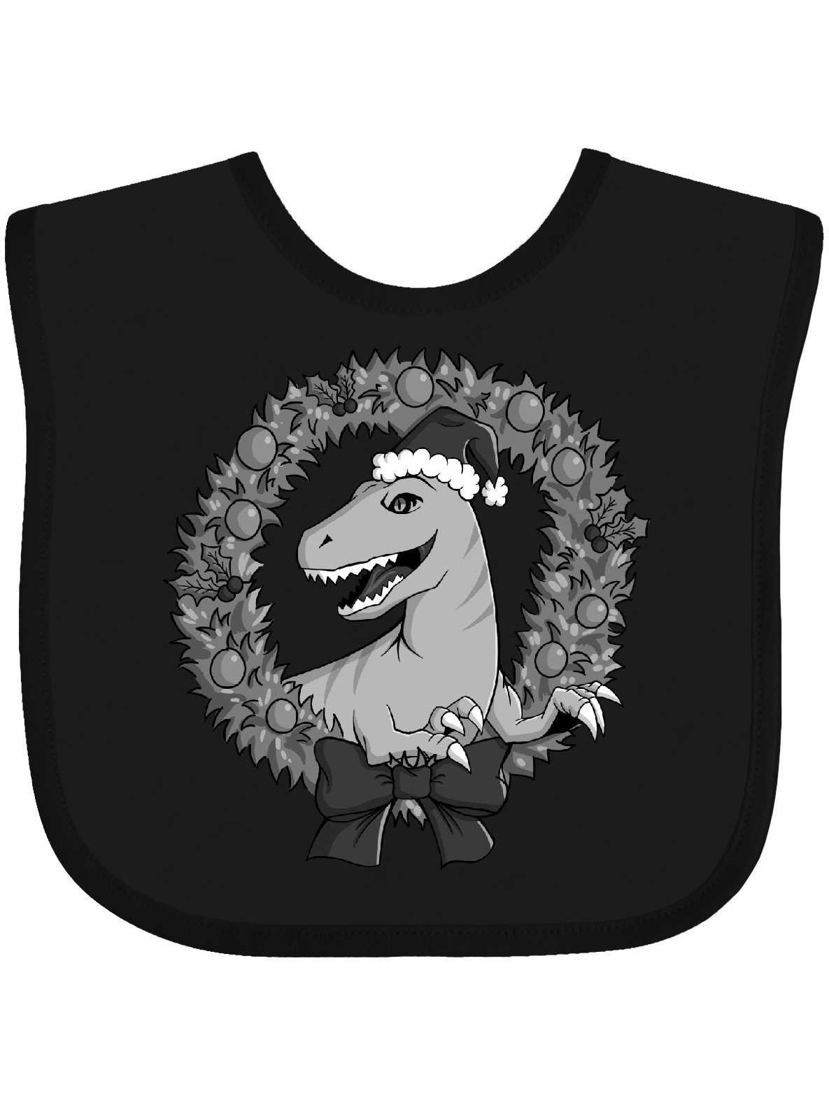 Inktastic Christmas Raptor in Santa Hat with Wreath Boys or Girls Baby ...
