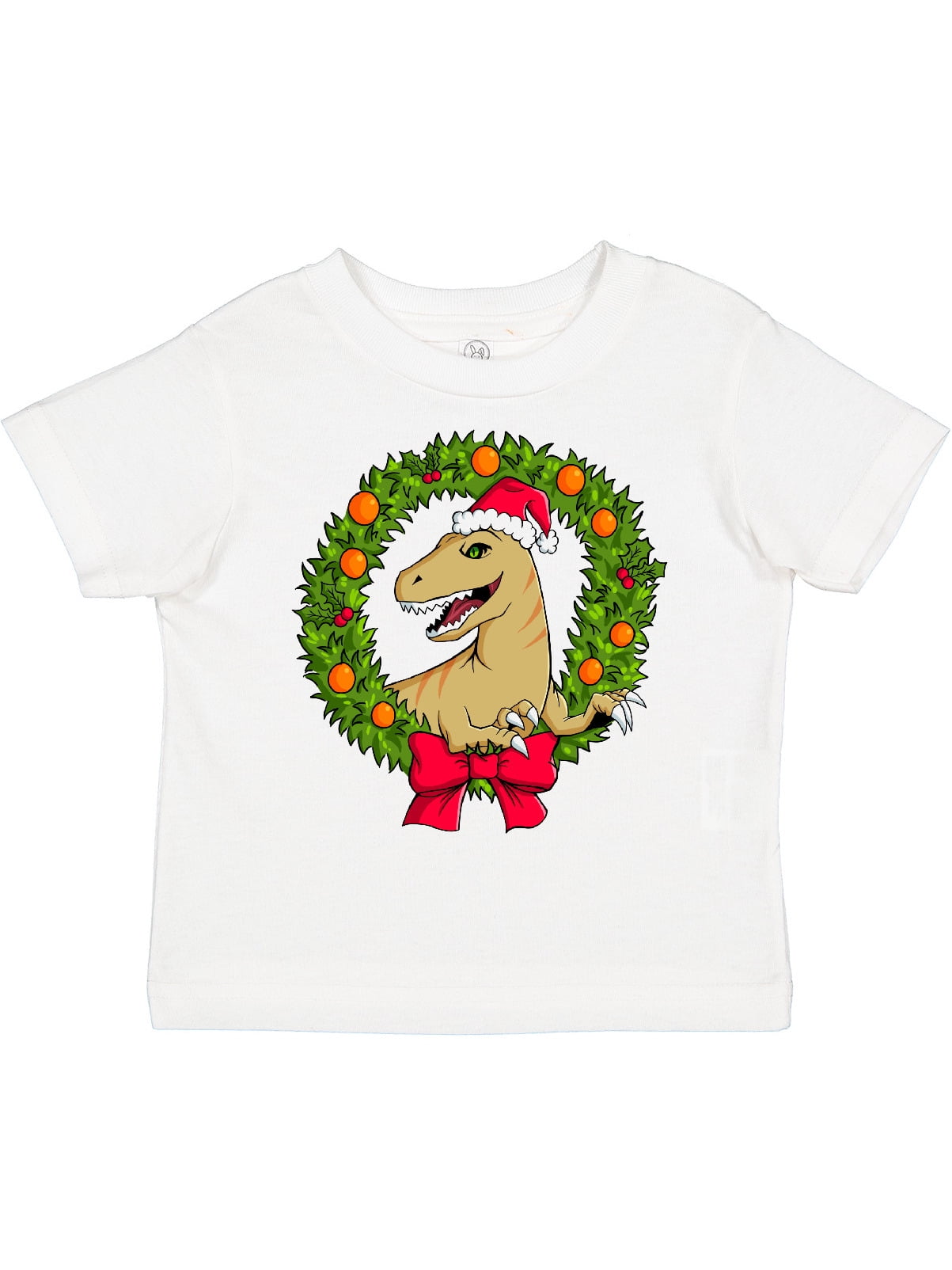 Inktastic Christmas Raptor in Santa Hat with Wreath Boys or Girls ...