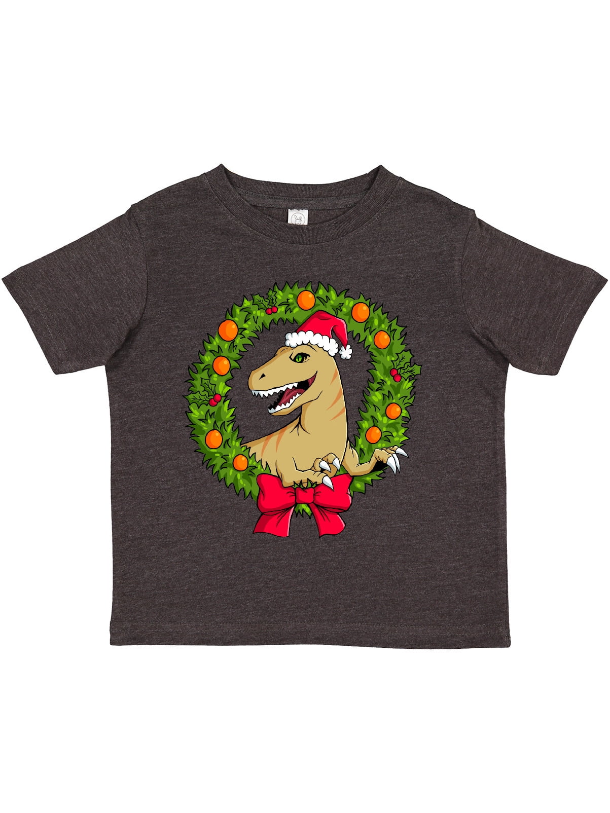 Inktastic Christmas Raptor in Santa Hat with Wreath Boys or Girls ...