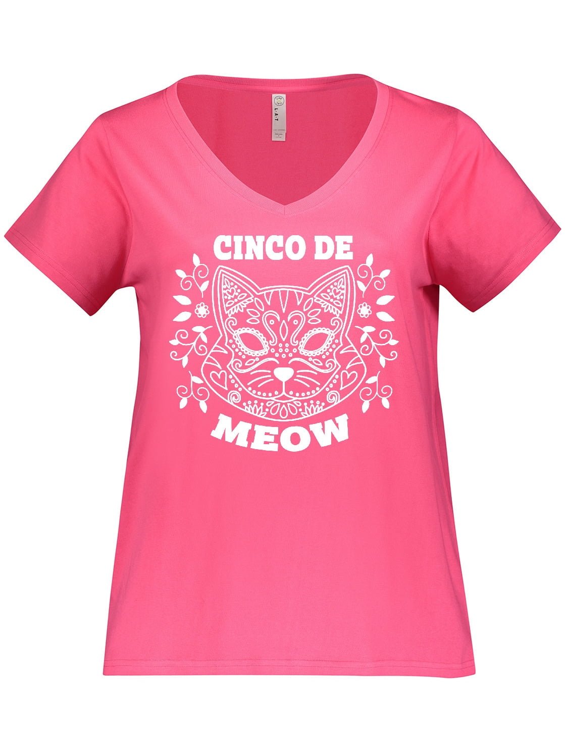 Inktastic Cinco De Meow with Cat Sugar Skull and Flowers Women's Plus ...